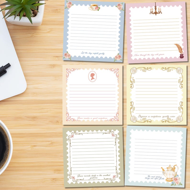 Regency Era Notepad, Vintage Notepad, Soft Romantic Printable Notepad ...