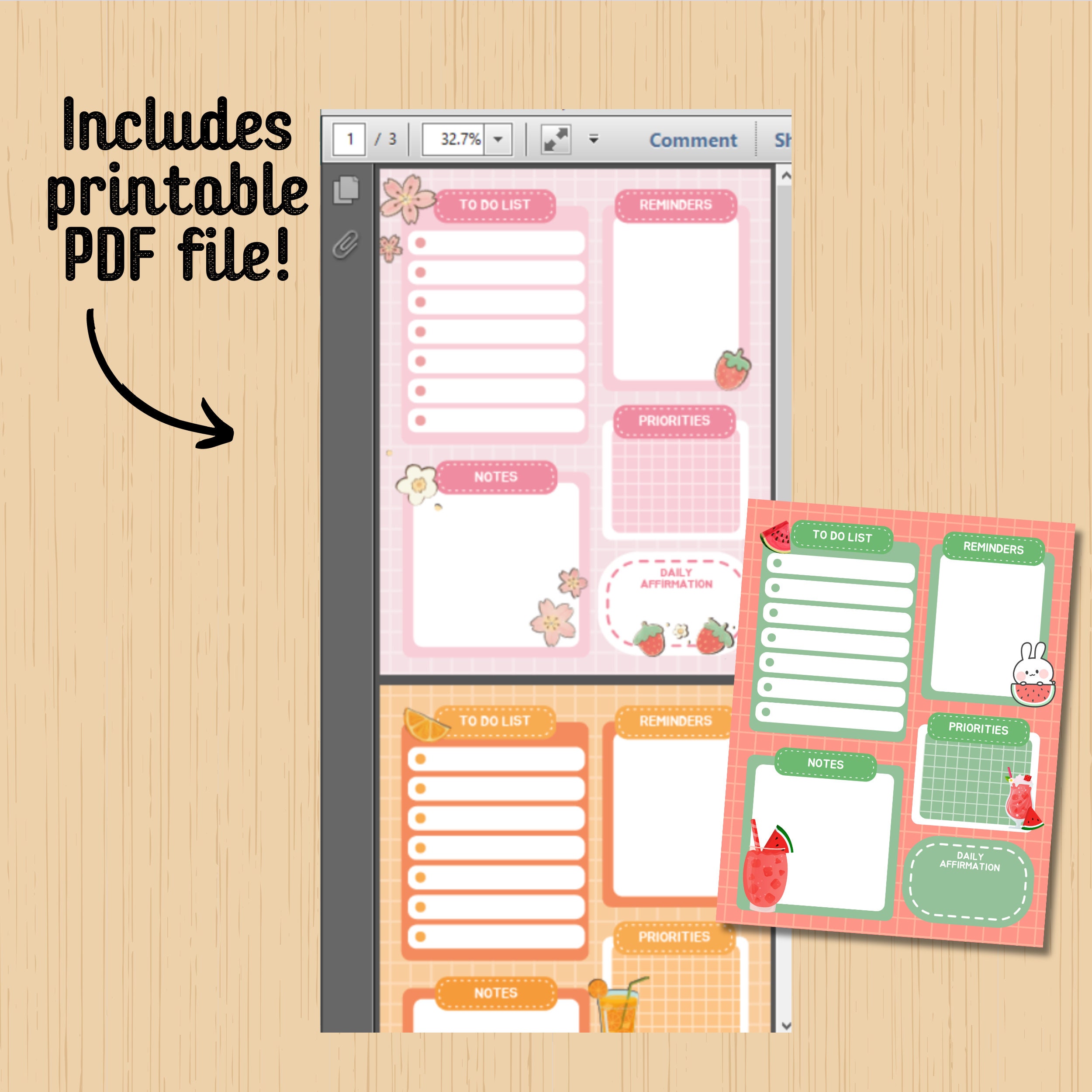 Printable Notepad, Kawaii Memo Pad, Strawberry to Do List, Printable ...