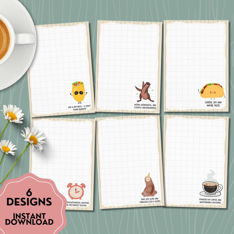 Funny Printable Notepad, Cute Notepad, Cute Stationery, Kawaii Memo, A6 ...