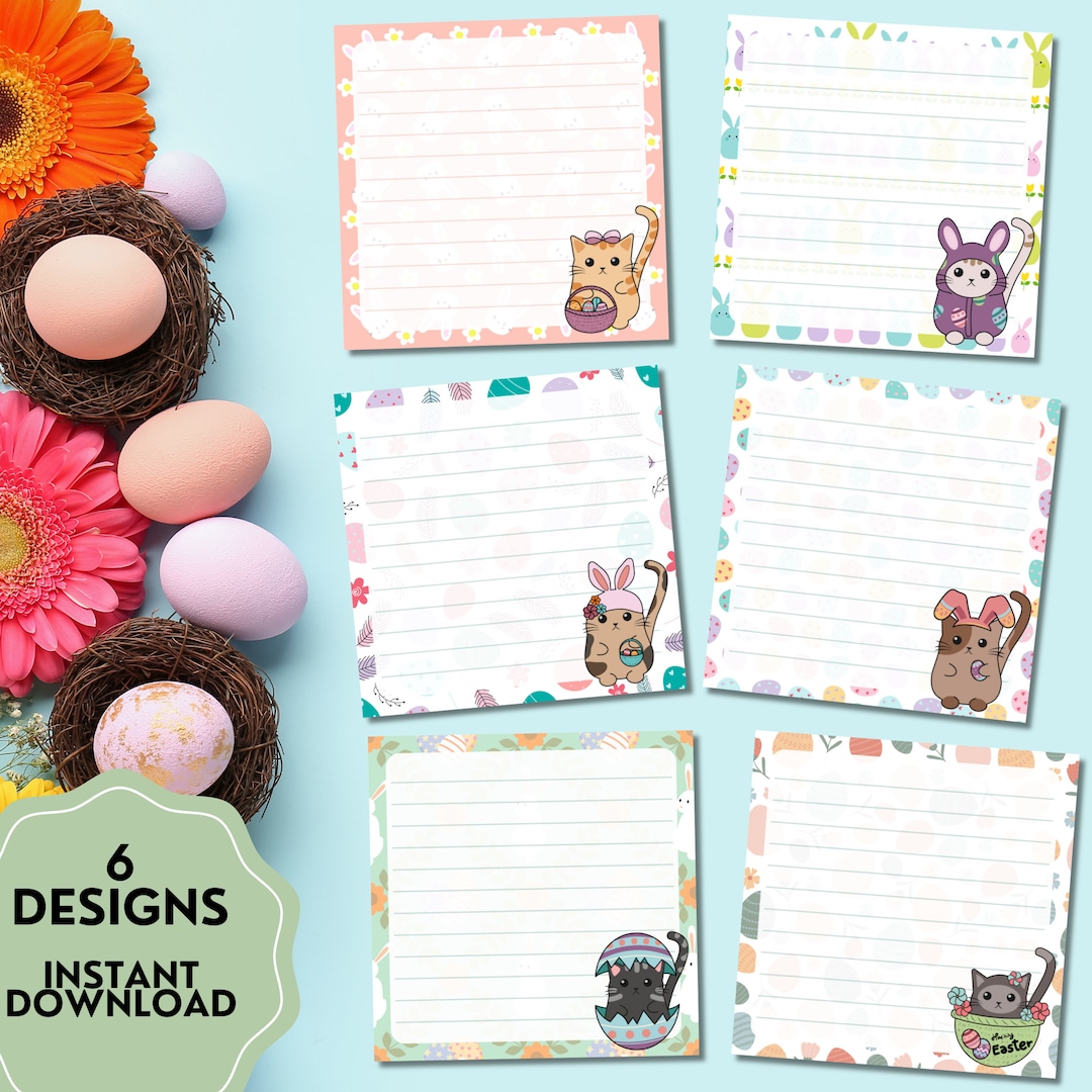 Cute Printable Memo Pad , Easter Printable Notepad , Kawaii Memo Sheets ...