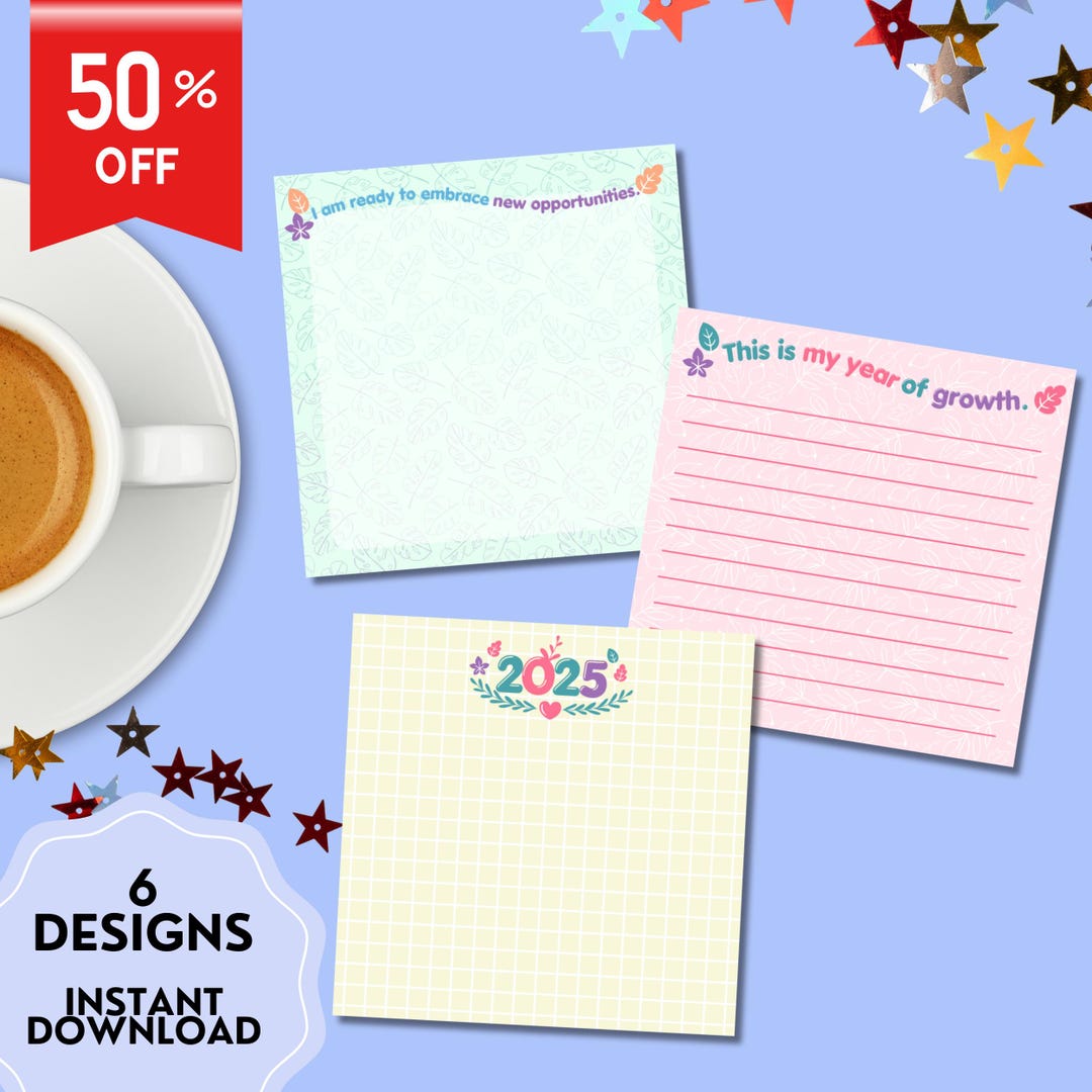 2025 Notepad, 2025 Memo, Printable Notepad, Kawaii Memo, New Year ...