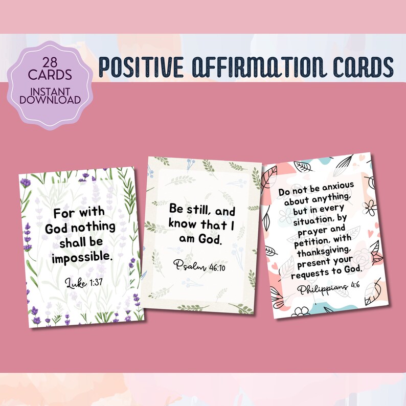 Bible Verses Positive Affirmation Cards Printable, Christian Motivation ...