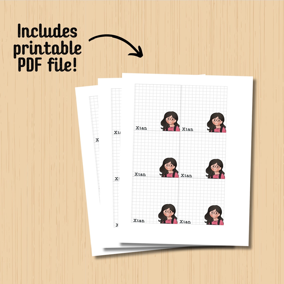 Custom Portrait Illustration Memo Pad, Cute Custom Cartoon Drawing ...