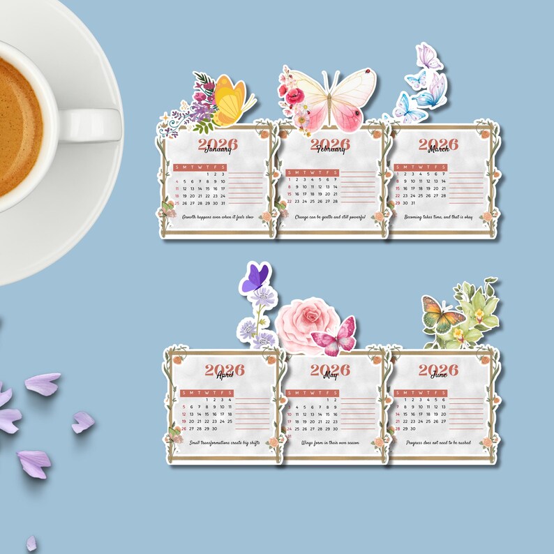 2026 Calendar, Butterfly Calendar, Printable Calendar, Cute Calendar ...