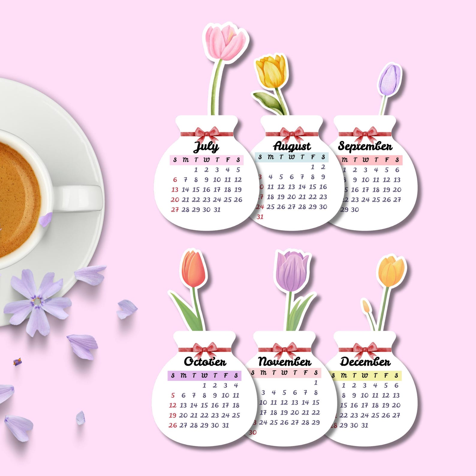 Tulips Calendar, Floral Calendar, Printable Calendar, Cute Calendar ...
