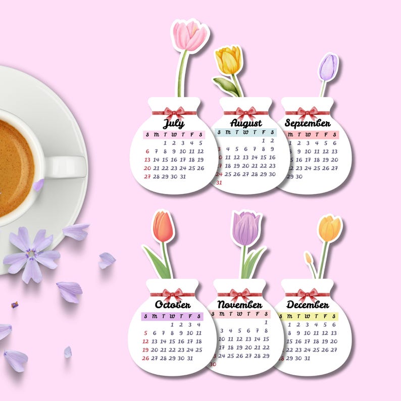 Tulips Calendar, Floral Calendar, Printable Calendar, Cute Calendar ...