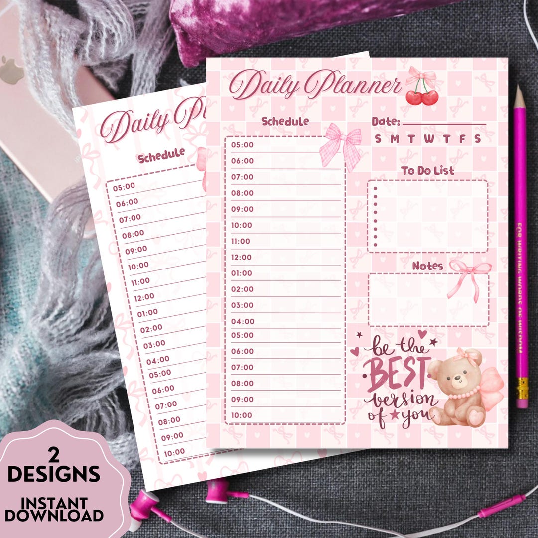 Coquette Planner, Coquette Notepad, Kawaii Memo, Daily Planner, Cute ...