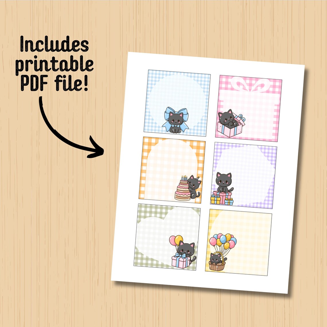 Birthday Notepad, Printable Notepad, Birthday Print, Cat Print, Cute ...