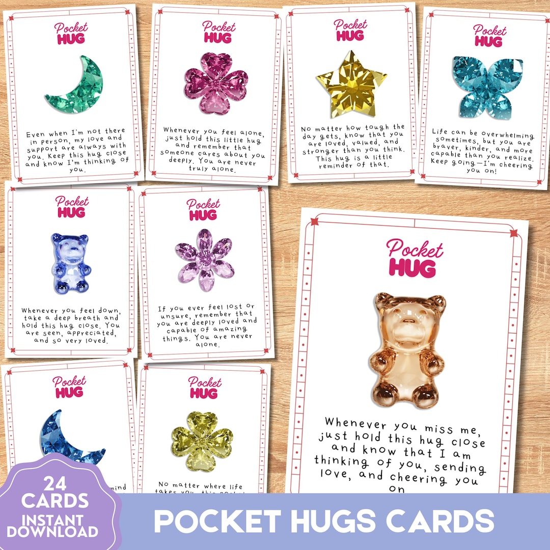 Heart Pocket Hugs Cards, Gem Pocket Hug, Pocket Hug Printable ...