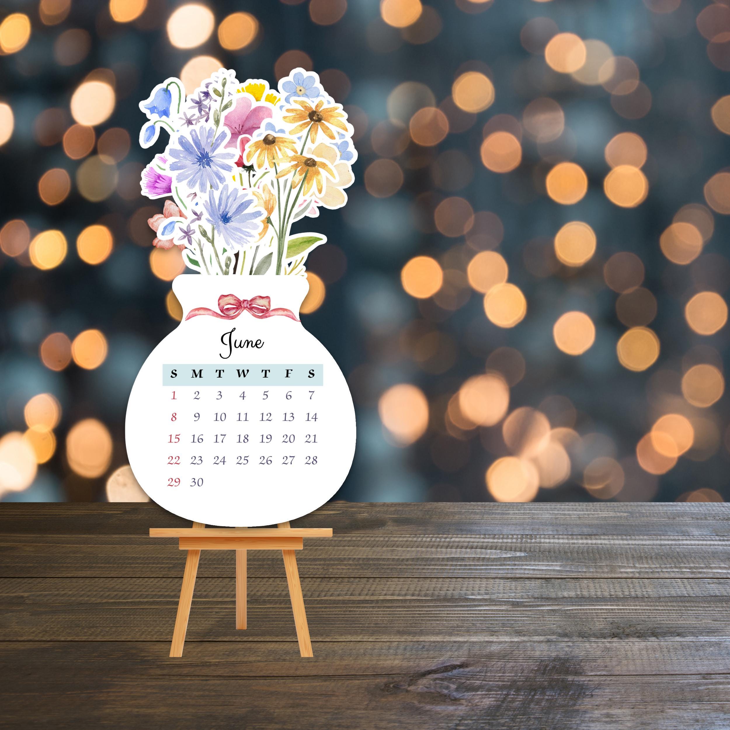 Floral Calendar, Printable Calendar, Cute Calendar, Calendar 2025, Vase ...
