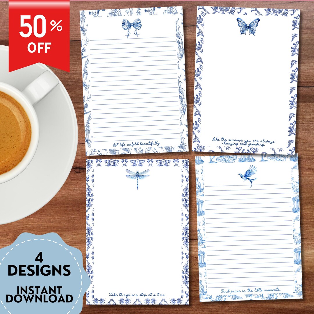 Chinoiserie Notepad, Chinoiserie Print, Positive Printable Notepad ...