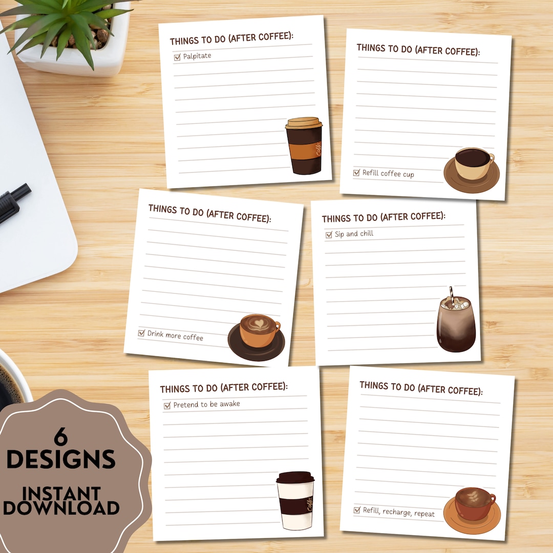 Coffee Printables, Coffee Printable Notepad ,coffee Lover Gift ...