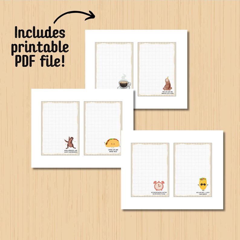 Funny Printable Notepad, Cute Notepad, Cute Stationery, Kawaii Memo, A6 ...