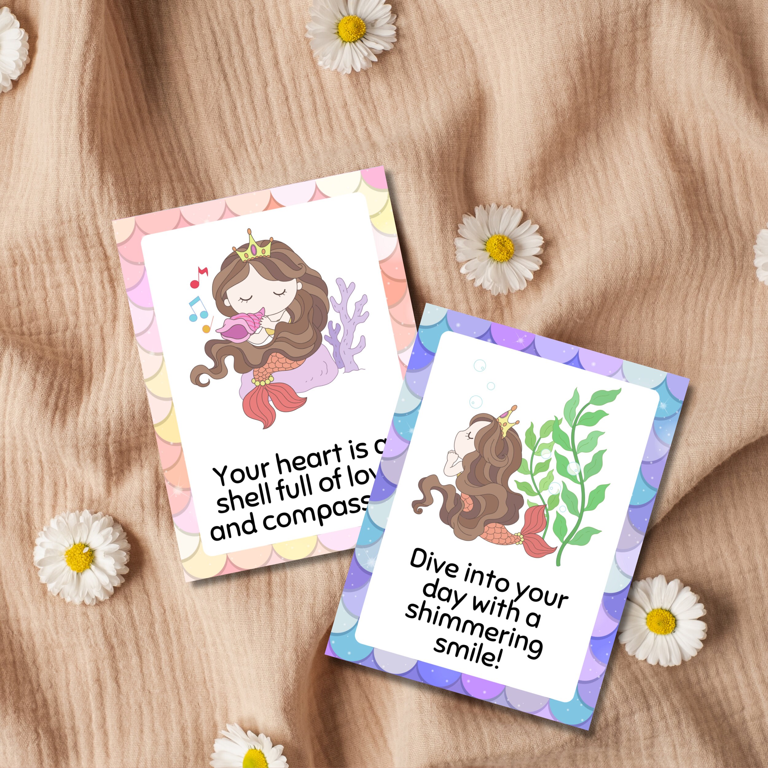 Mermaid Positive Affirmation Cards Printable for Children, Quotes Back ...