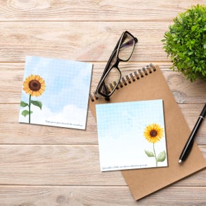 Sunflower Notepad, Printable Notepad, Sunflower Print, Cute Stationery ...