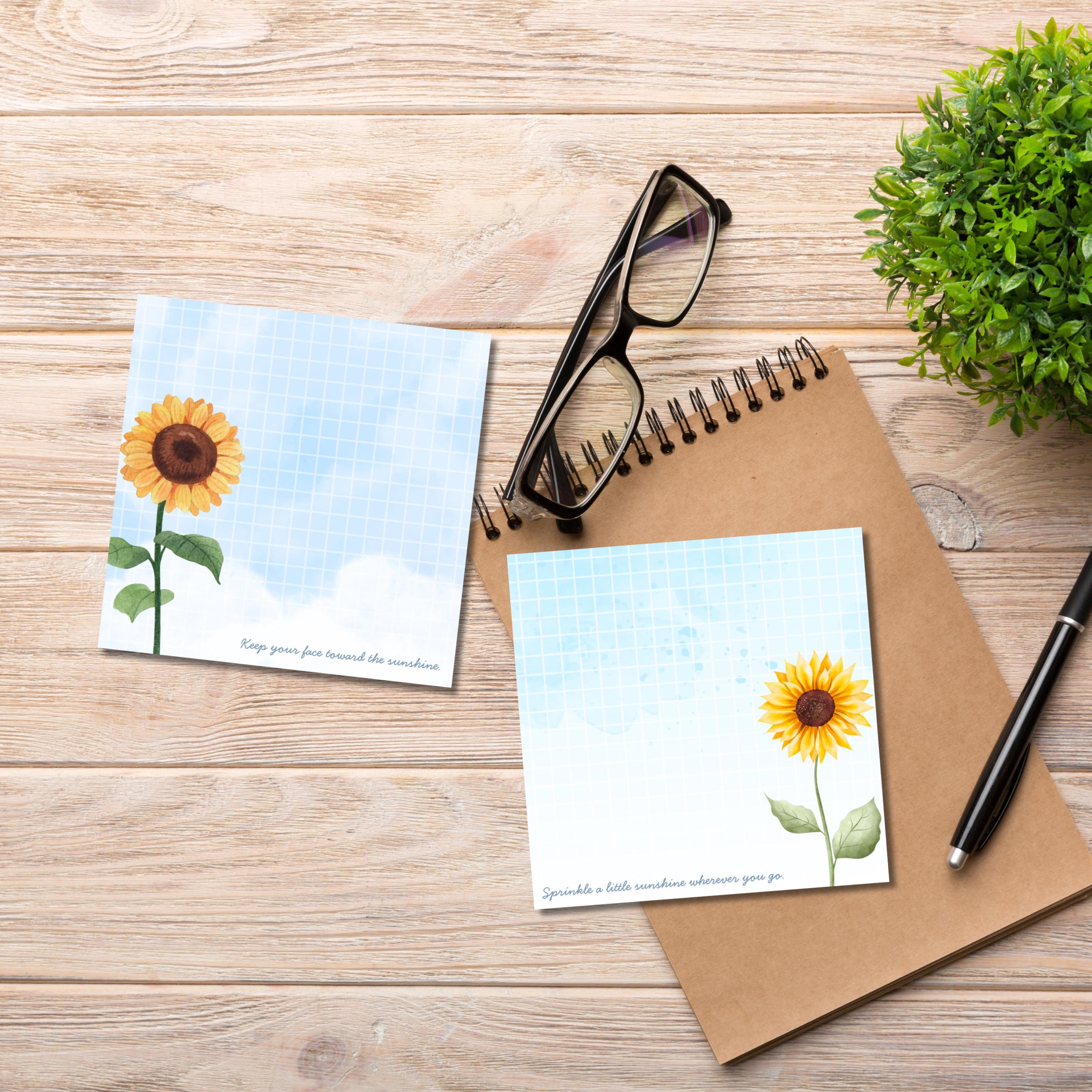 Sunflower Notepad, Printable Notepad, Sunflower Print, Cute Stationery ...