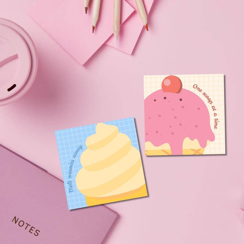 Ice Cream Notepad, Printable Notepad, Dessert Gift, Printable Memo Pad ...