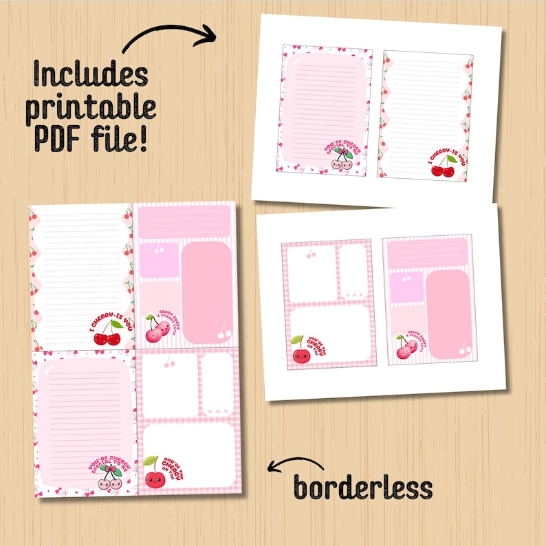 Cherry Notepad, Cherry Design, Cherry Print, Positive Printable Notepad ...