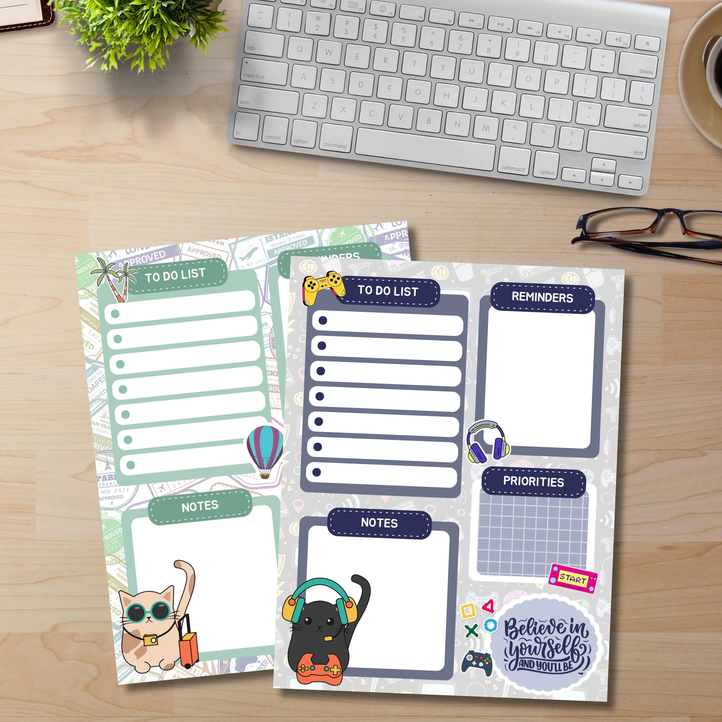 Cute Cat Notepad, Printable Notepad, Kawaii Memo Pad, Cute Daily to Do ...