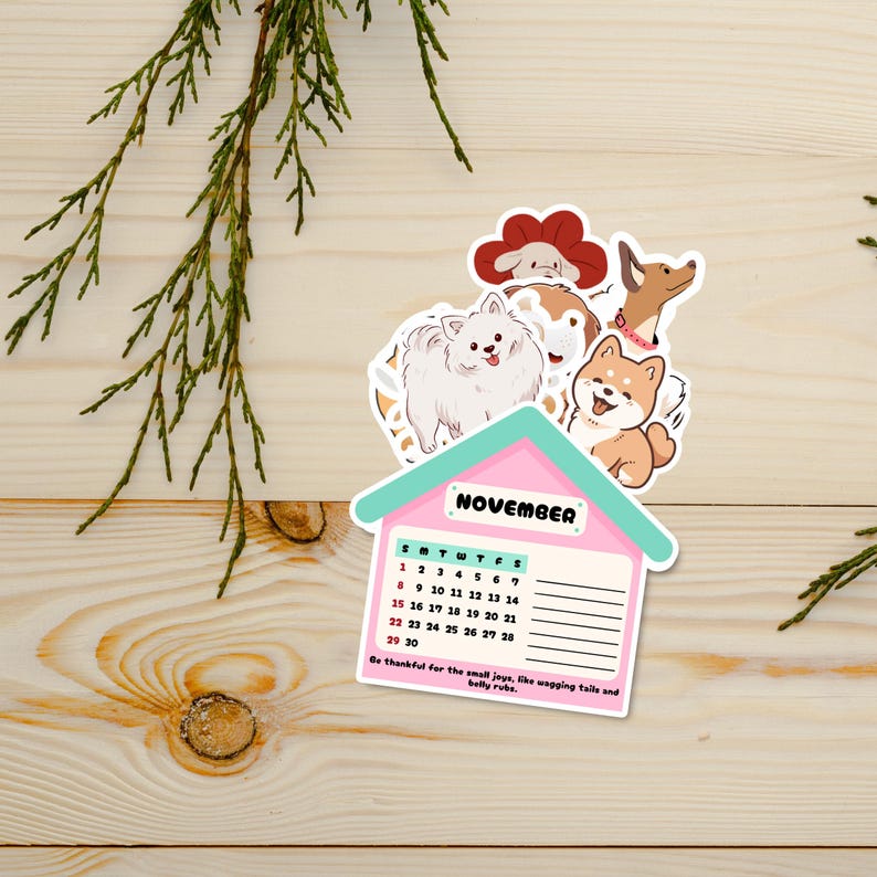 Dog Calendar, Kawaii Calendar, Printable Calendar, Cute Calendar ...