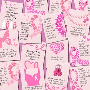 Breast Cancer Awareness Positive Affirmation Cards Printable, Positive ...