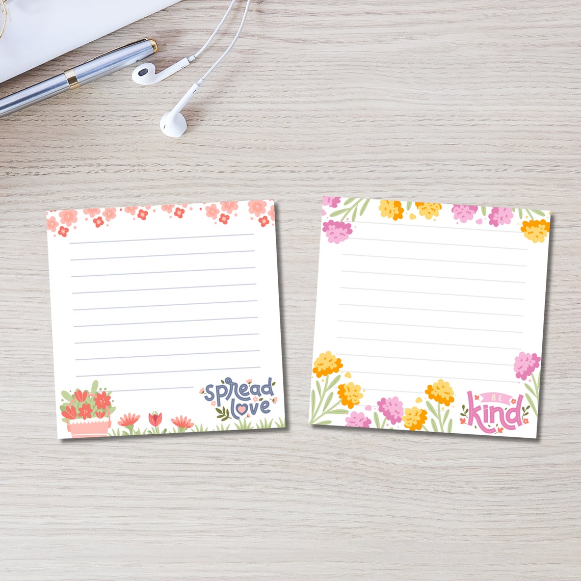 Flower Printable Notepad , Positive Affirmation Printable Memo Pad ...
