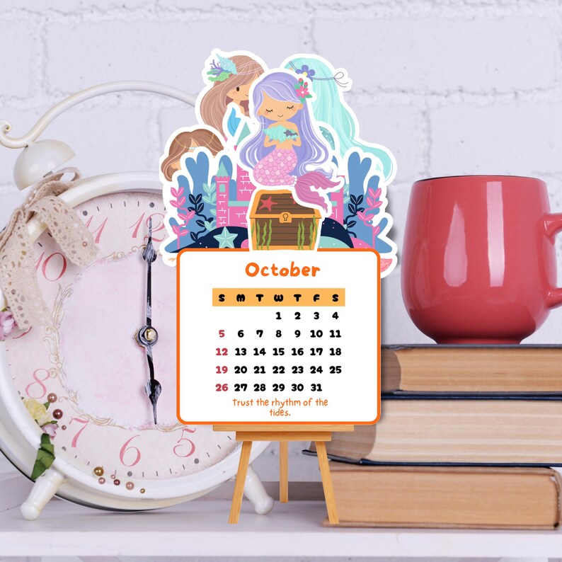Mermaid Calendar, Printable Calendar, Cute Calendar, Calendar 2025 ...