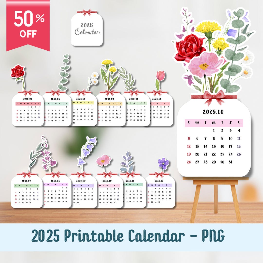 Flower Calendar, Floral Calendar, Printable Calendar, Cute Calendar ...