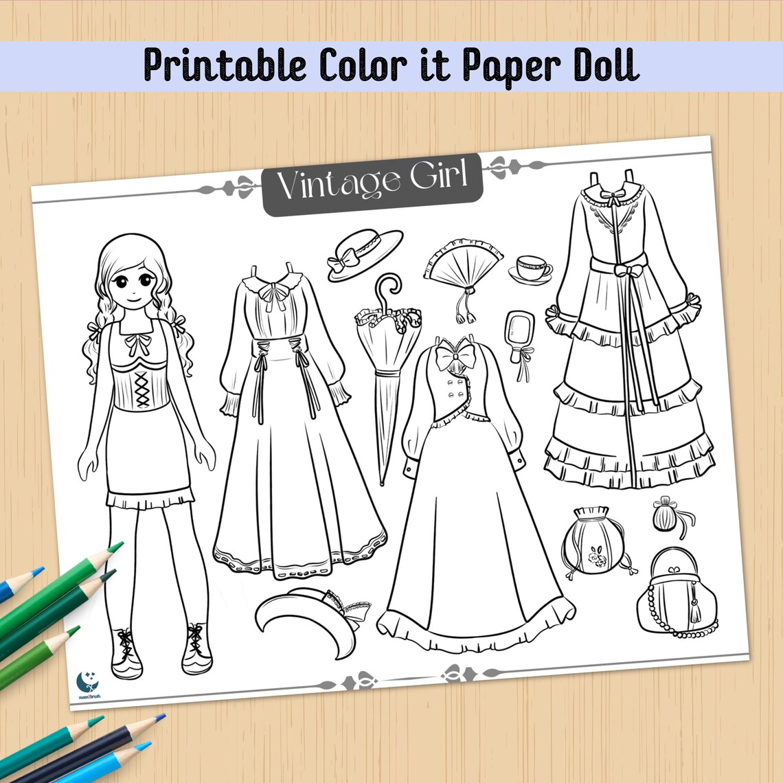 Paper Doll Printable Vintage Girl Coloring Pages, Cute Paper Doll ...