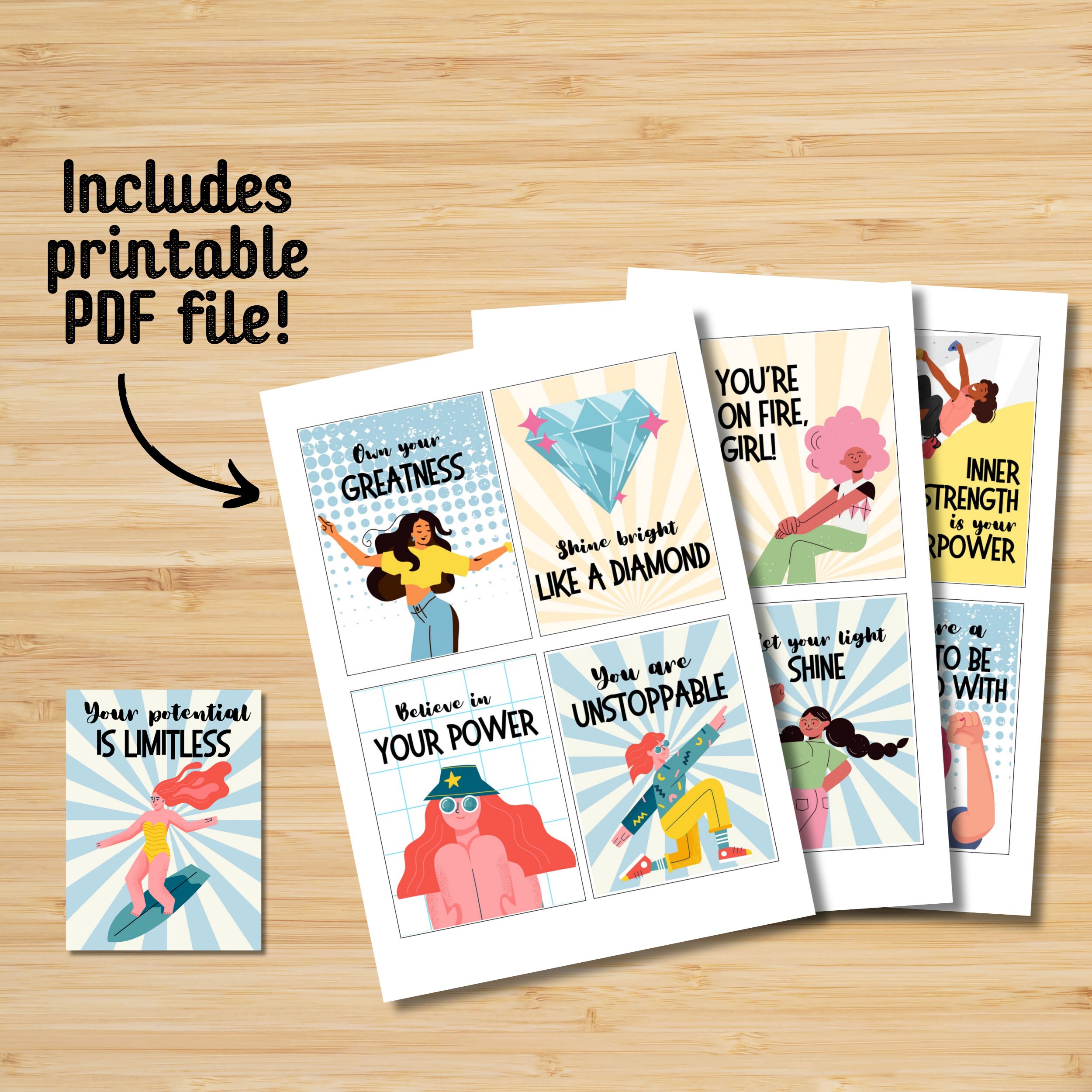 Positive Affirmation Cards Printable Girl Power, Positive Quotes ...