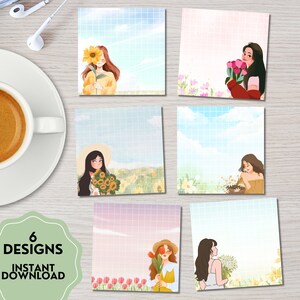 Flower Printable Notepad, Kawaii Memo, Printable Notepad, Cute ...