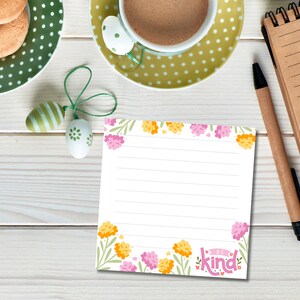 Flower Printable Notepad , Positive Affirmation Printable Memo Pad ...