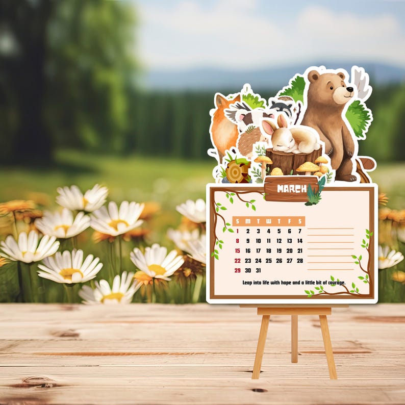 2026 Calendar, Forest Friends Calendar, Printable Calendar, Cute ...