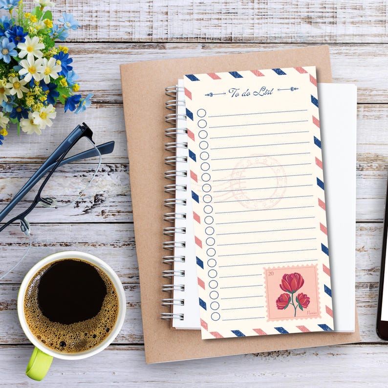 Vintage Mail Stamp to Do List, Printable Notepad , Kawaii Memo, to Do ...