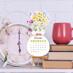 Floral Calendar, Printable Calendar, Cute Calendar, Calendar 2025, Vase ...