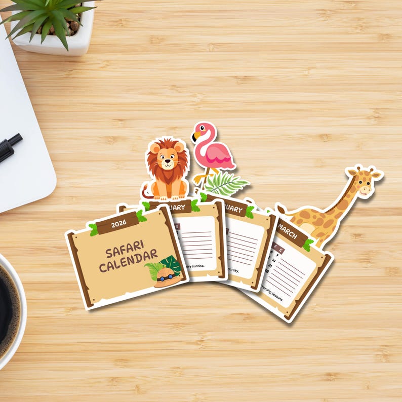 2026 Safari Calendar, 2026 Calendar, Printable Calendar, Cute Calendar ...