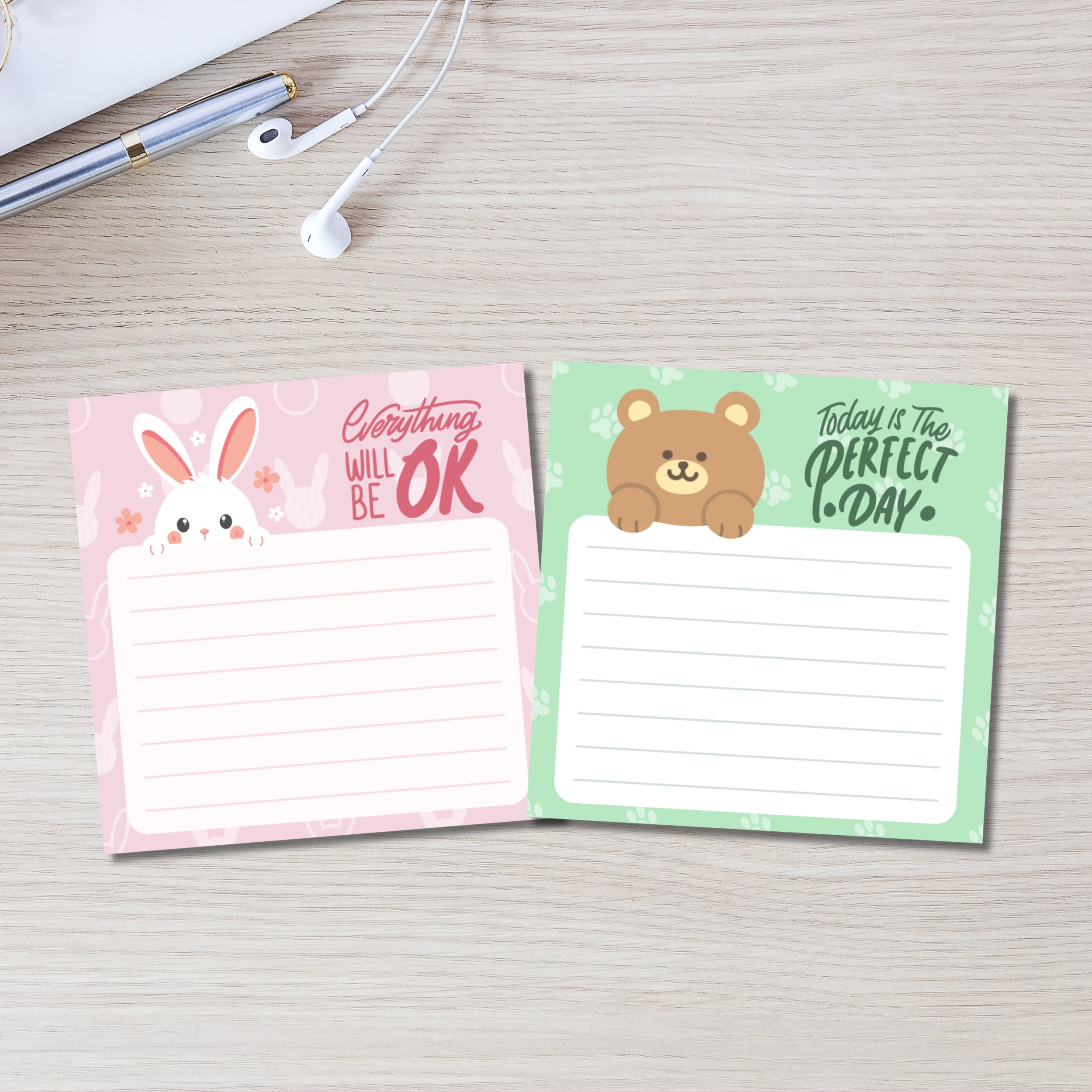 Peeking Cute Animals Printable Memo Pad , Positive Affirmation ...