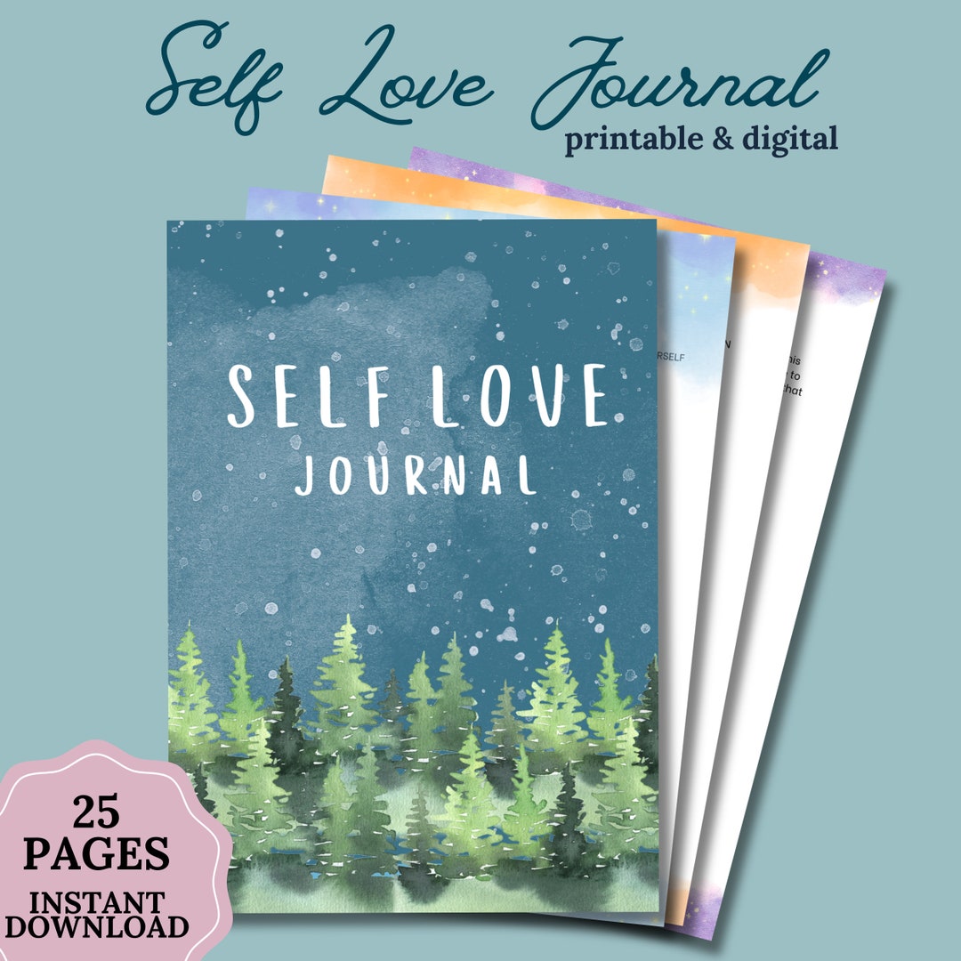 Self Love Journal Pages, Watercolor Digital Planner, Printable Book ...