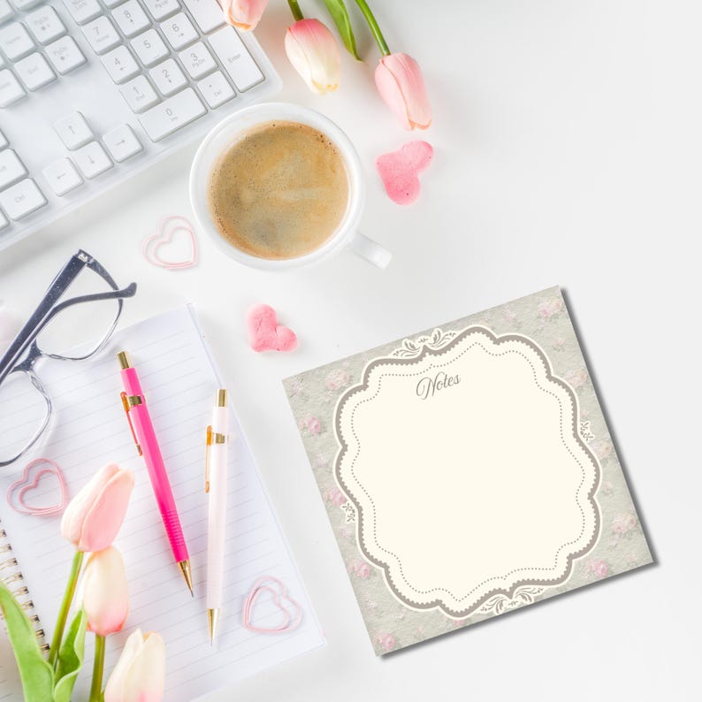 Vintage Floral Notepad, Printable Notepad, Floral Notepad, Positive ...