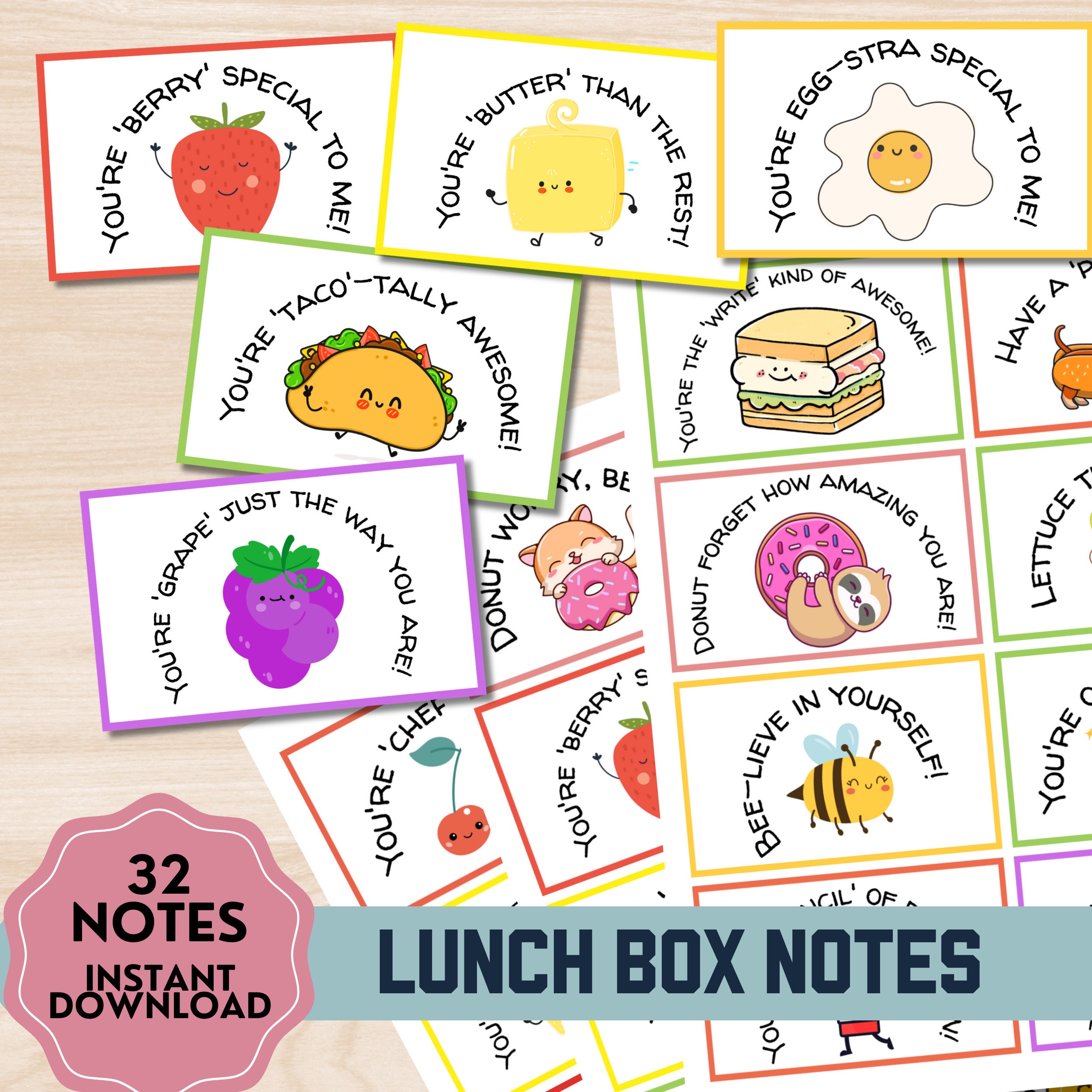 Pun Lunchbox Notes for Kids, Printable Funny Lunch Box Notes ...