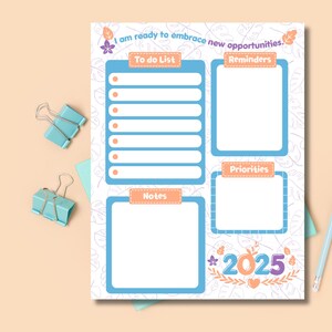 2025 Notepad, 2025 Planner, Printable Notepad, Kawaii Memo, to Do List ...