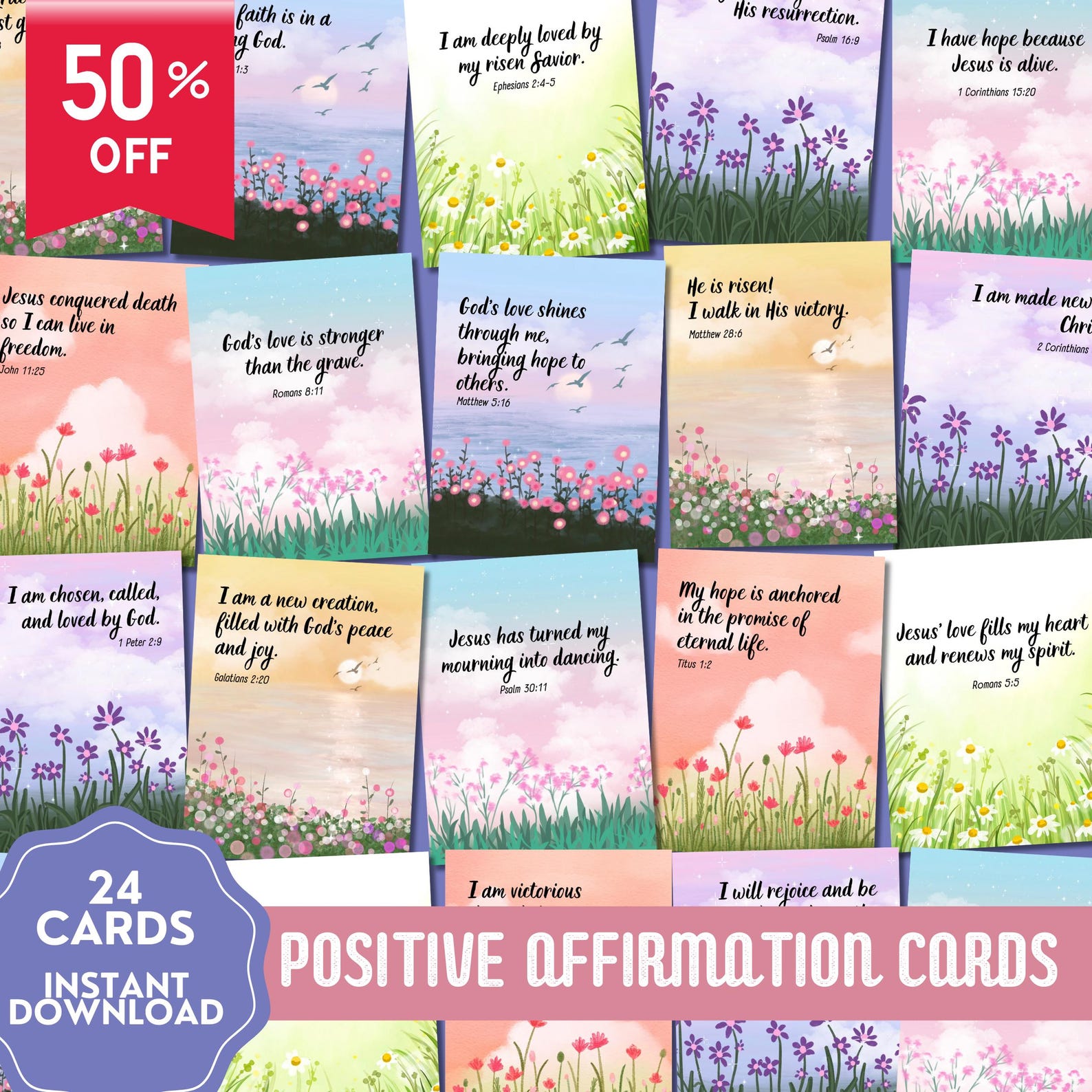 Easter Christian Affirmations, Bible Verses, Positive Affirmation Cards ...