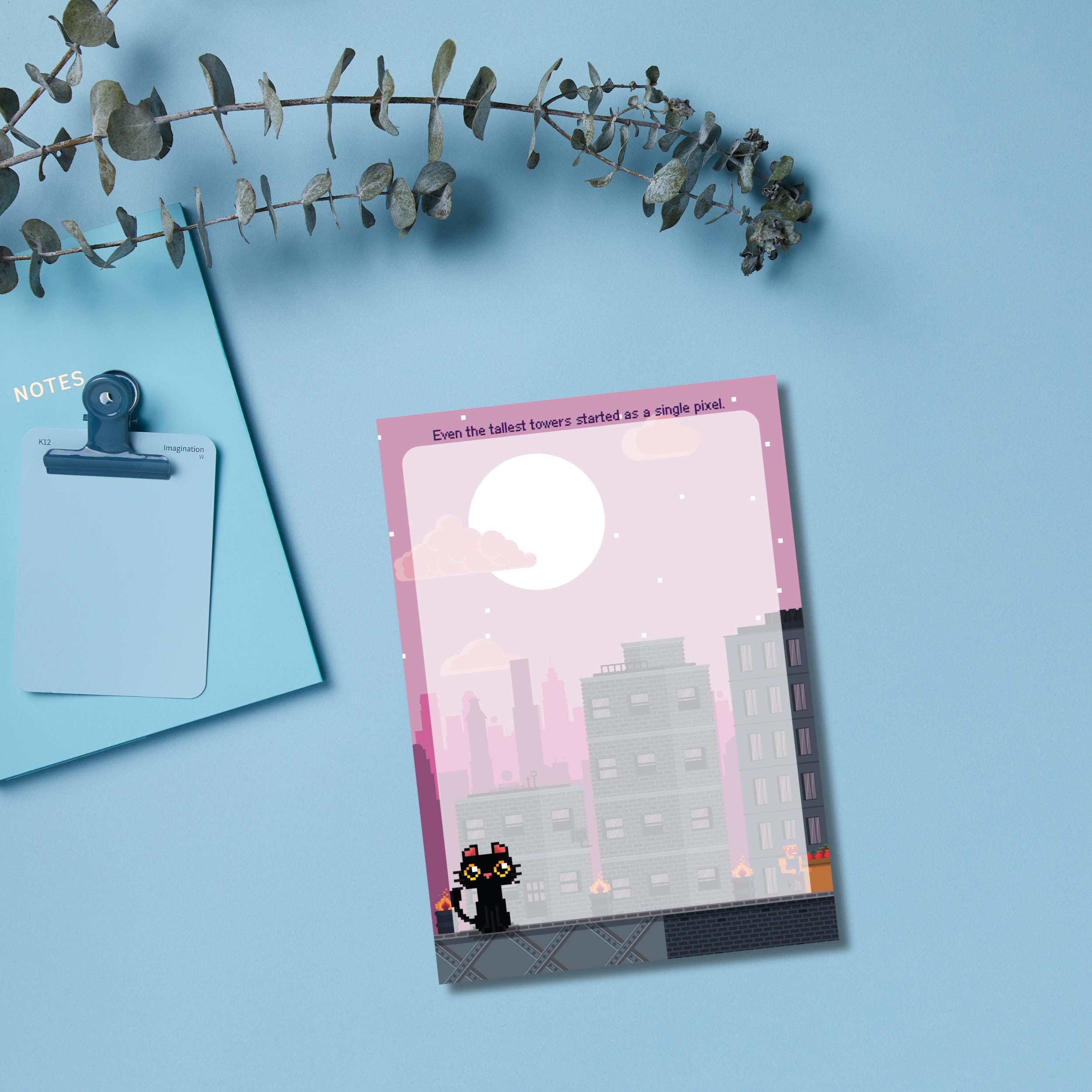 Pixel Positive, Printable Notepad, Pixel Art, Kawaii Memo, Positive ...