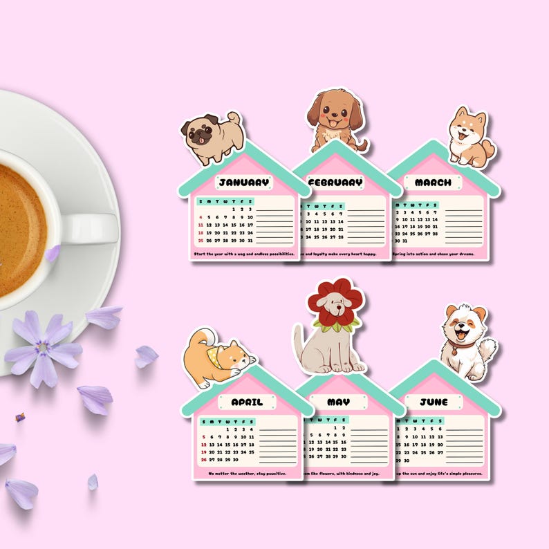 Dog Calendar, Kawaii Calendar, Printable Calendar, Cute Calendar ...