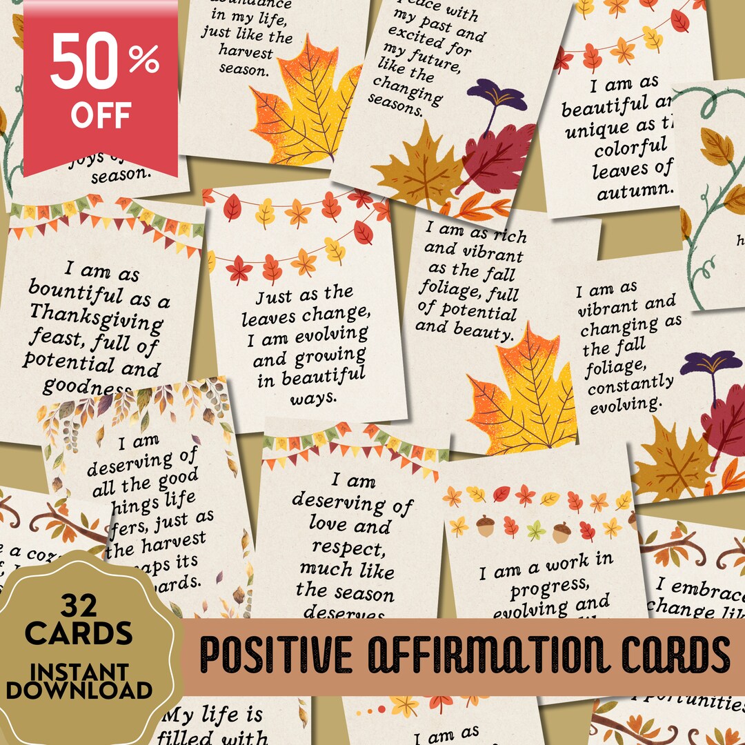 Thanksgiving Prints, Positive Affirmation Cards, Autumn Positive Quotes ...