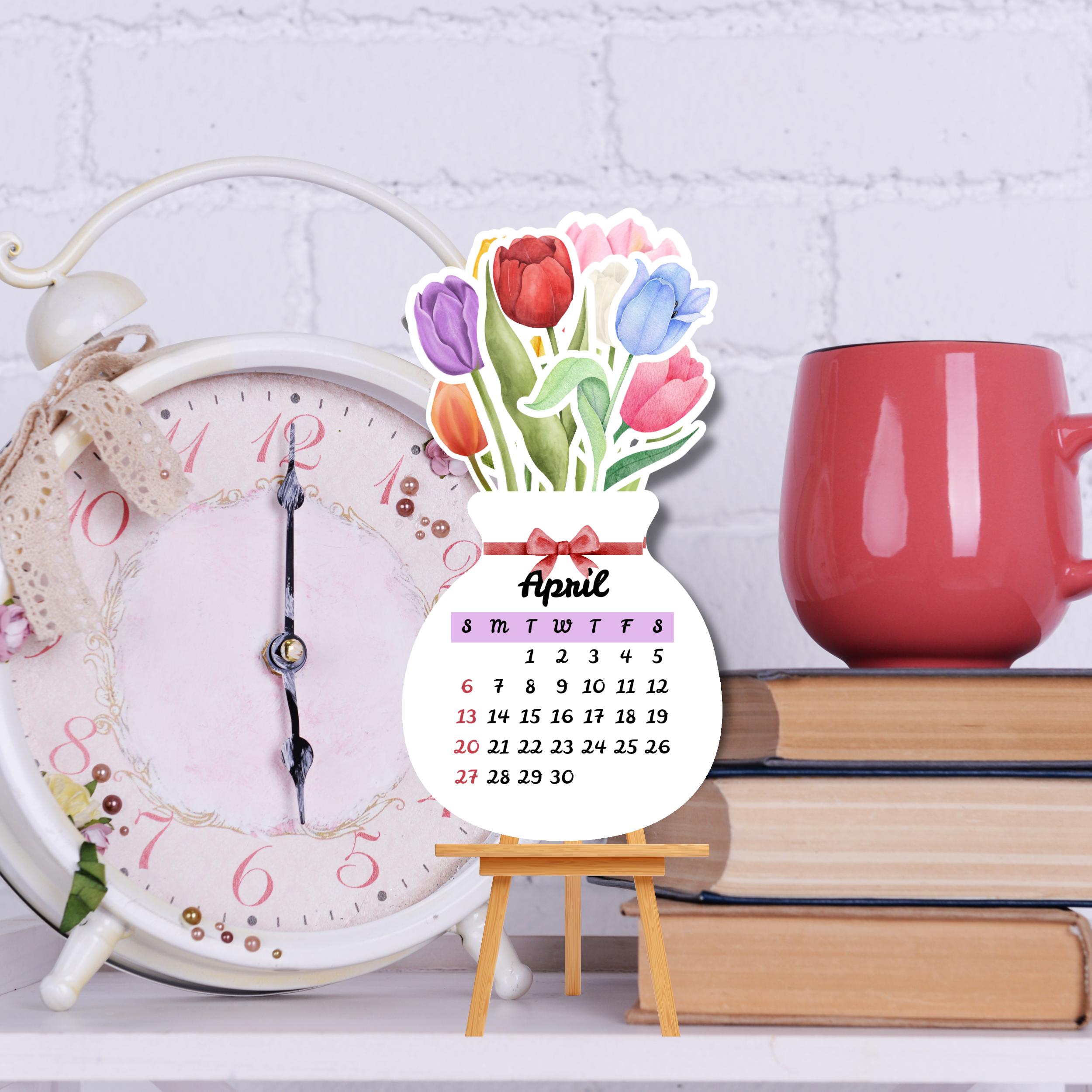 Tulips Calendar, Floral Calendar, Printable Calendar, Cute Calendar ...