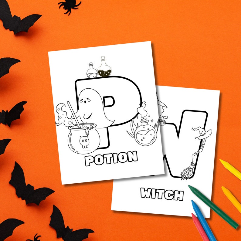 Halloween Alphabet Coloring Pages, Printable Worksheets for Kids ...