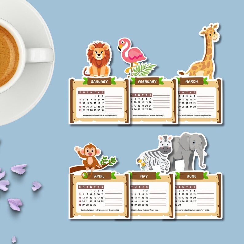 2026 Safari Calendar, 2026 Calendar, Printable Calendar, Cute Calendar ...