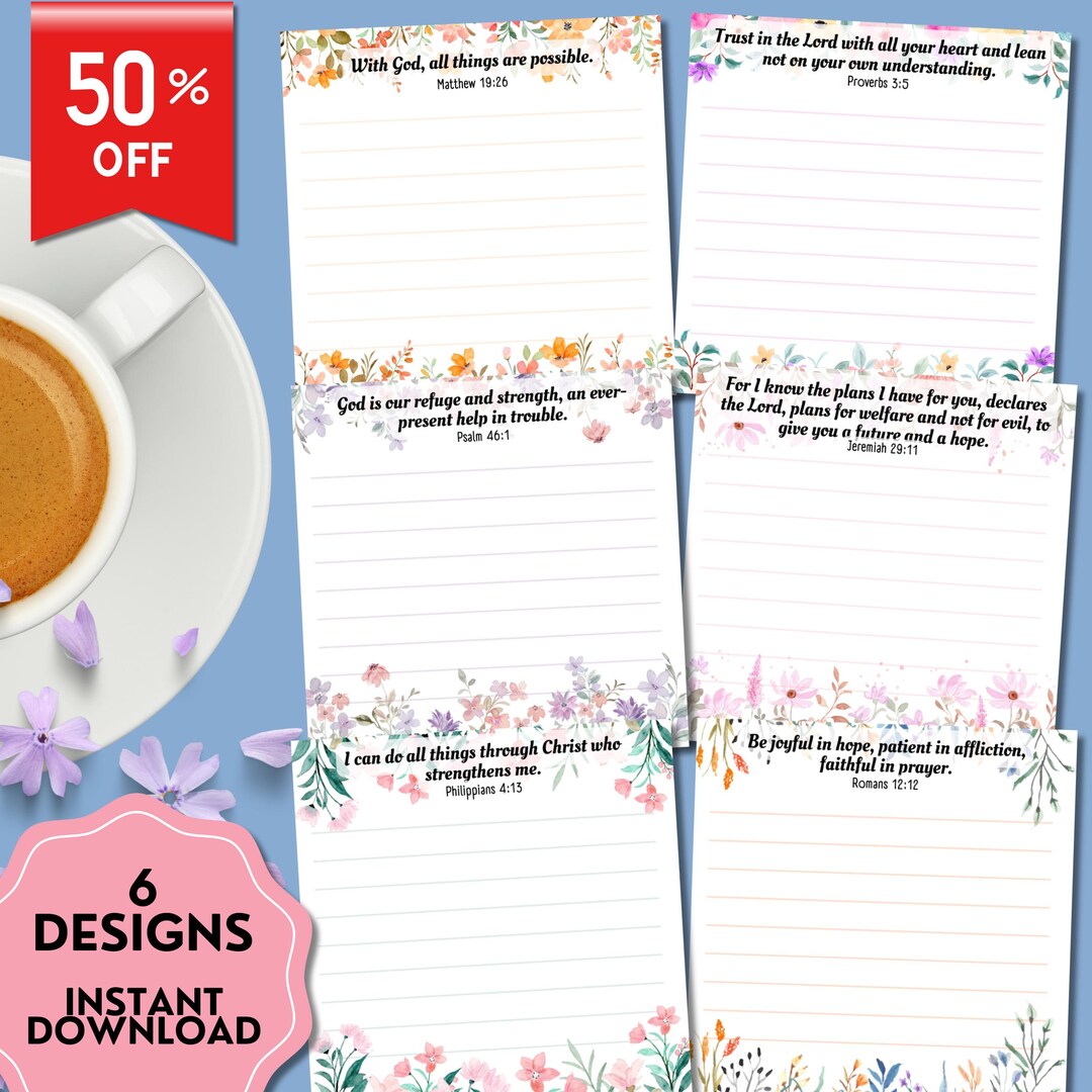Christian Notepad, Printable Notepad, Kawaii Memo, Bible Verses Notepad ...