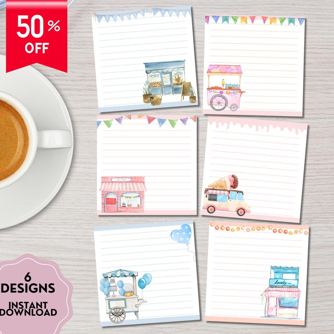 Sweet Shop Notepad, Printable Notepad, Dessert Printable, Cute ...